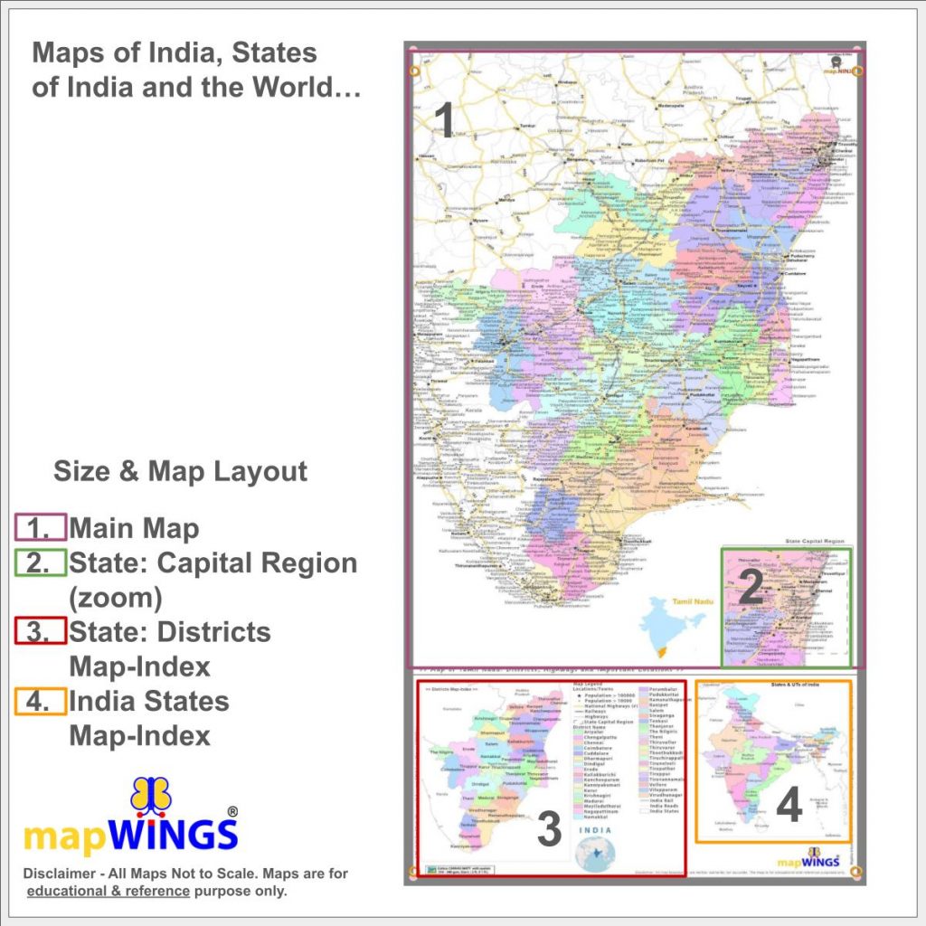 Maps of | Districts of | TAMIL NADU | on Tear-Resistant SYNTHETIC PAPER with Eyelets | Districts ...